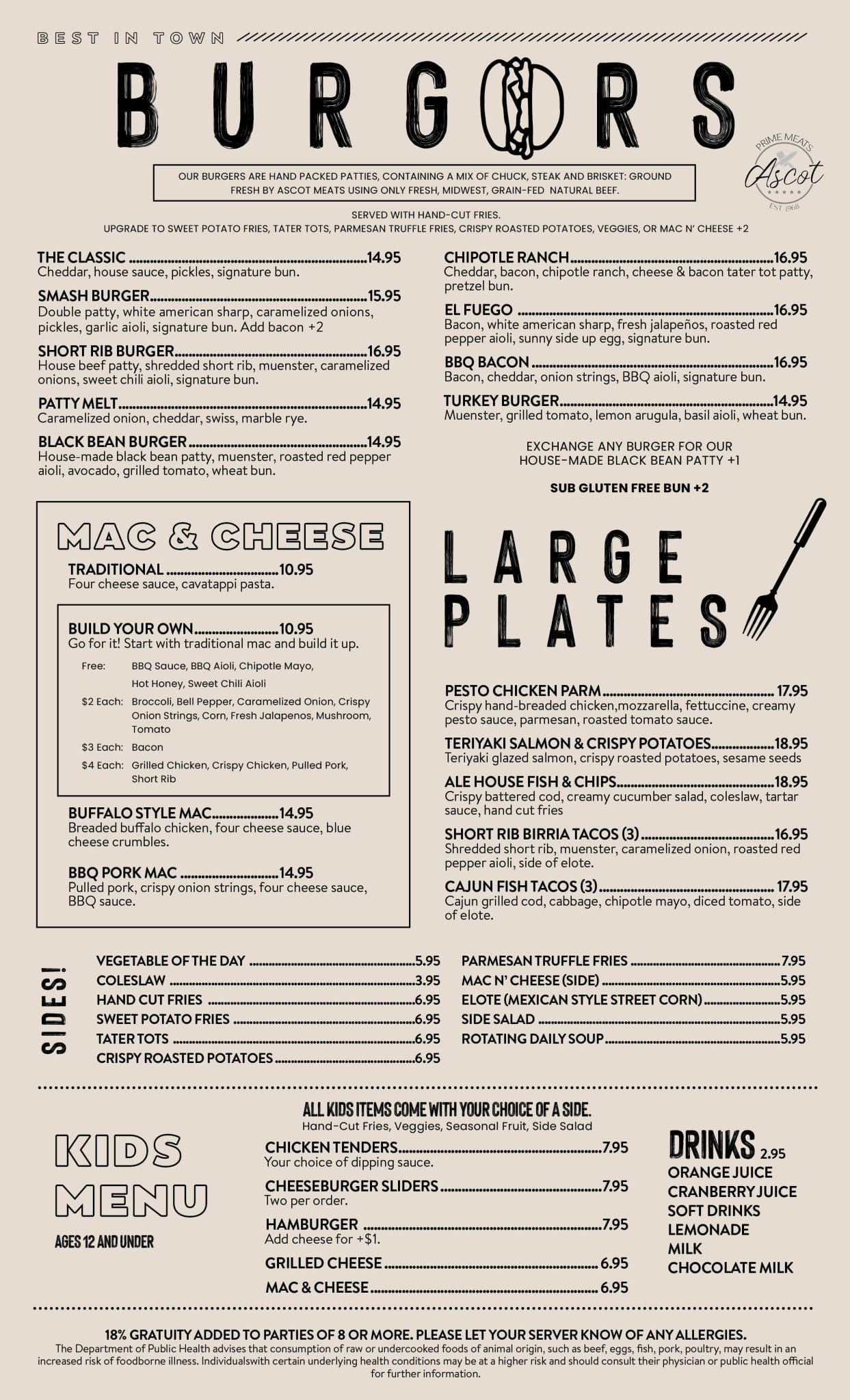 Menu • Emerson's Ale House
